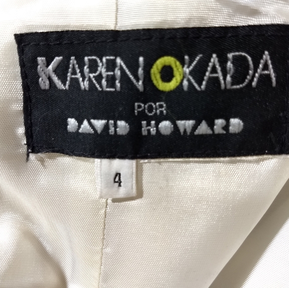 Karen okada | Dresses | Karen Okada Party Dress Black White Striped ...